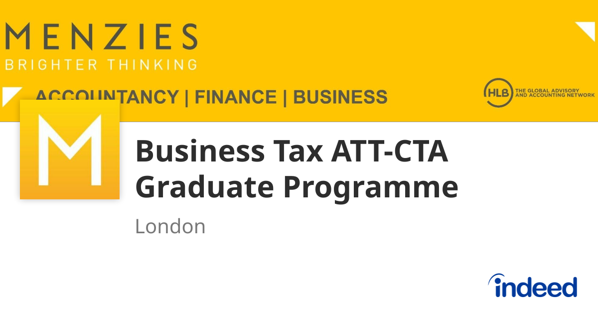 Business Tax ATT-CTA Graduate Programme - London EC2V - Indeed.com