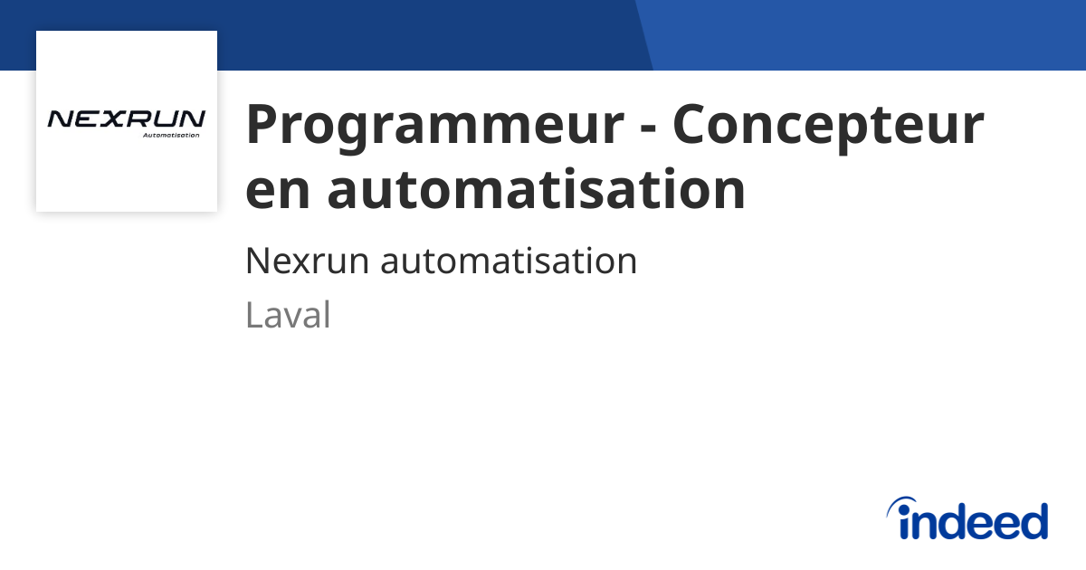 Programmeur - Concepteur en automatisation - Laval, QC - Indeed.com