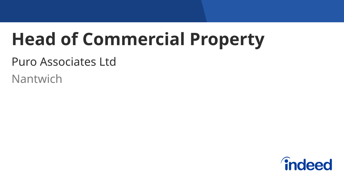 Head of Commercial Property - Nantwich - Indeed.com