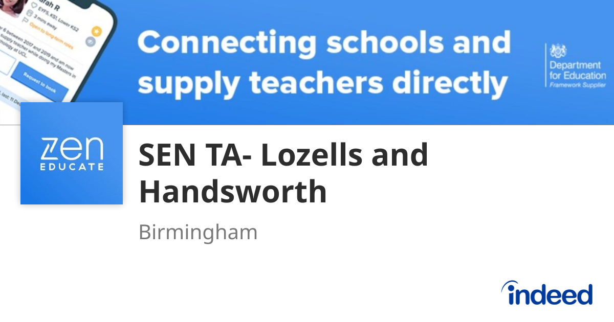SEN TA- Lozells and Handsworth - Birmingham - Indeed.com