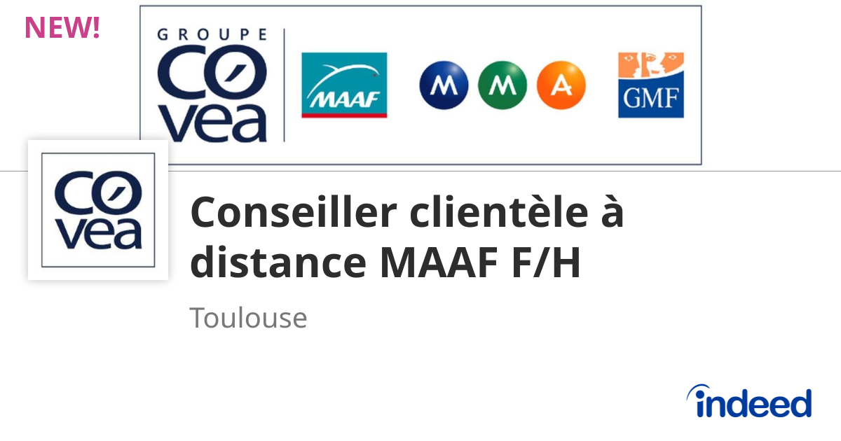 Conseiller clientèle à distance MAAF F/H - Toulouse (31) - Indeed.com