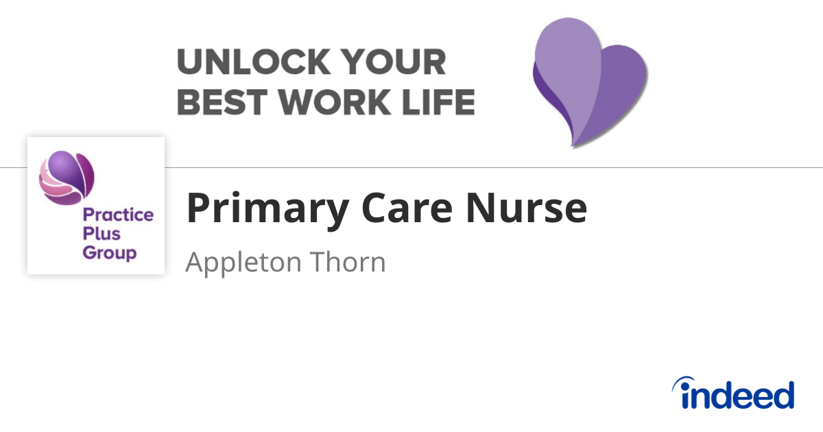 Primary Care Nurse - Appleton Thorn WA4 4RL - Indeed.com