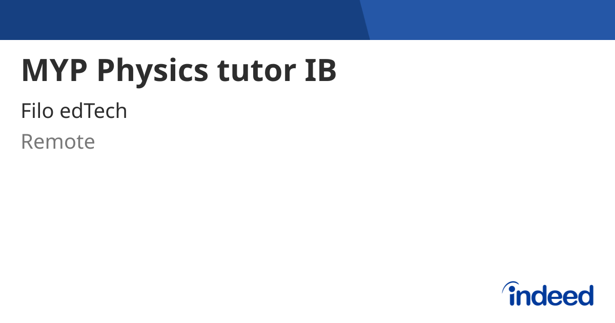 MYP Physics tutor IB - Remote - Indeed.com