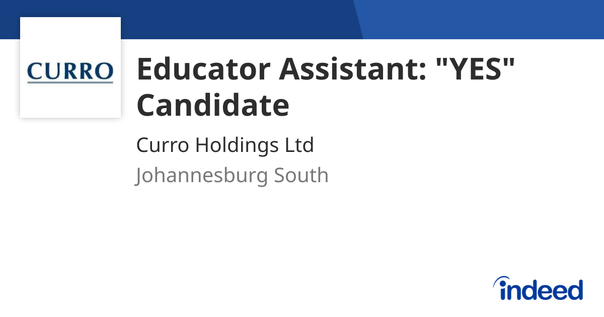 Educator Assistant: "YES" Candidate - Johannesburg South, Gauteng ...