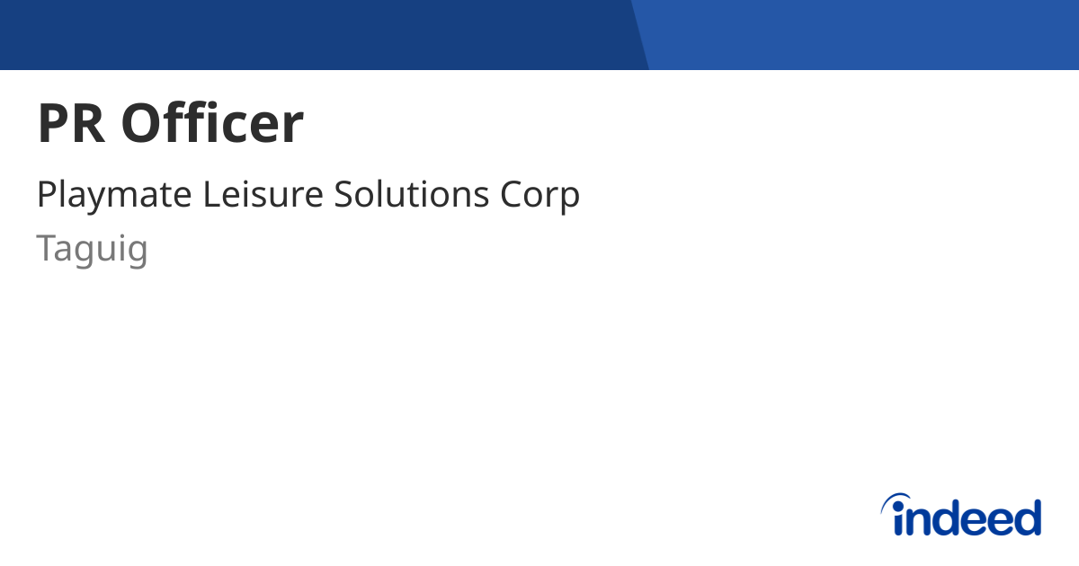 PR Officer - Taguig - Indeed.com