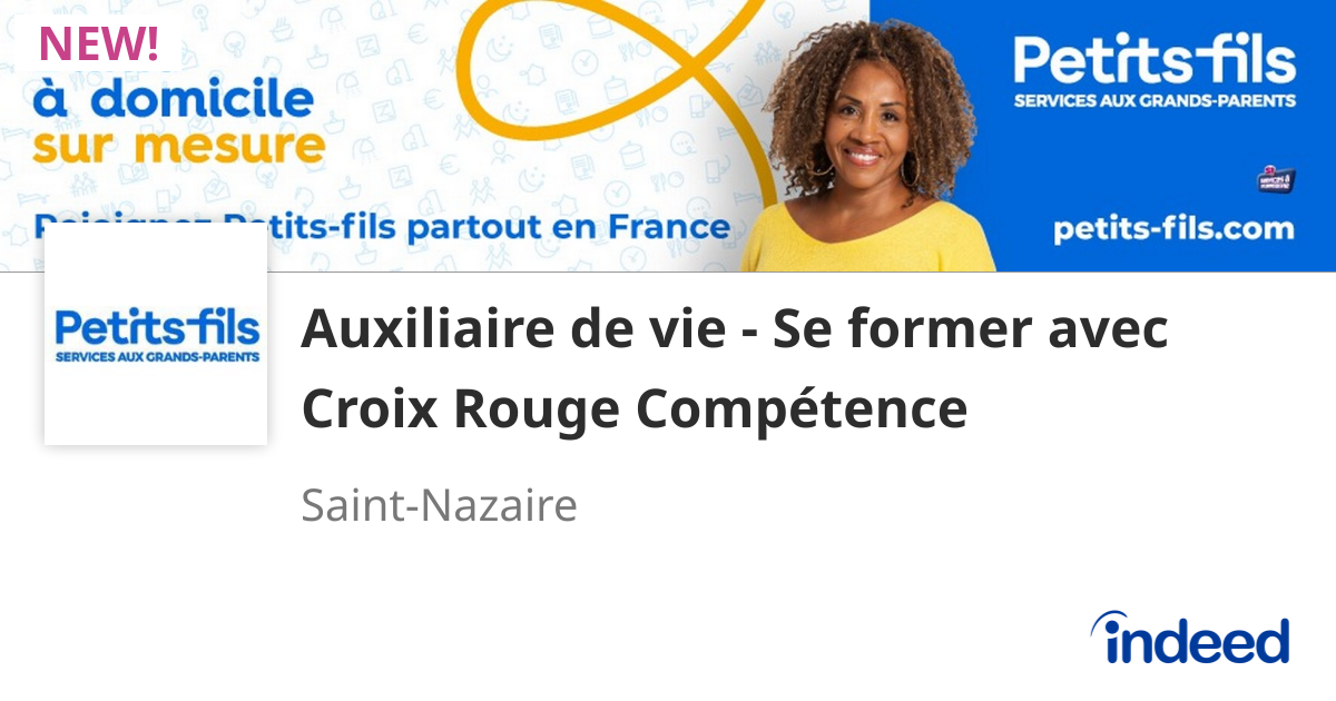 Auxiliaire de vie - Se former avec Croix Rouge Compétence - 44600 Saint ...