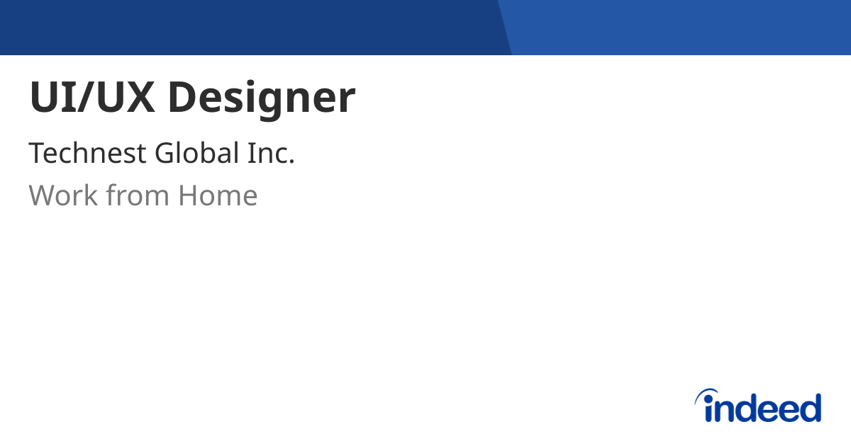 UI/UX Designer - Work from Home - Indeed.com