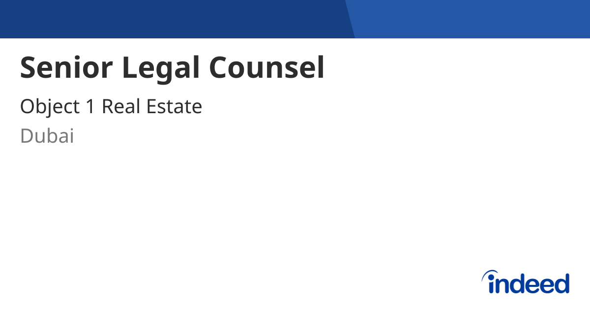 Senior Legal Counsel - Dubai - Indeed.com