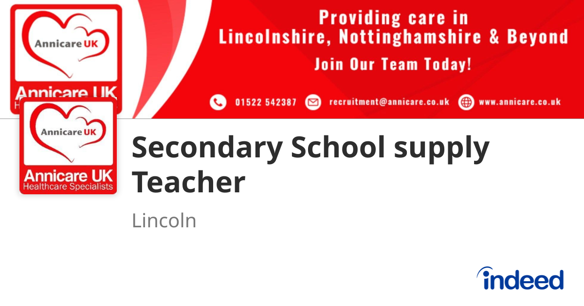 Secondary School supply Teacher - Lincoln - Indeed.com
