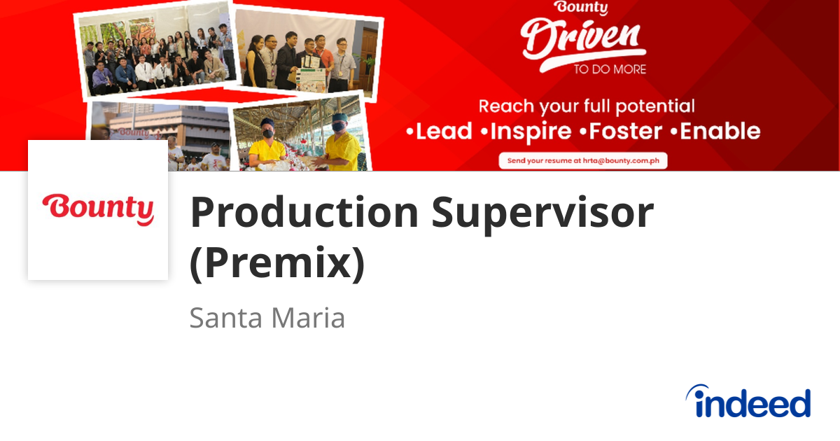 Production Supervisor (Premix) - Santa Maria - Indeed.com