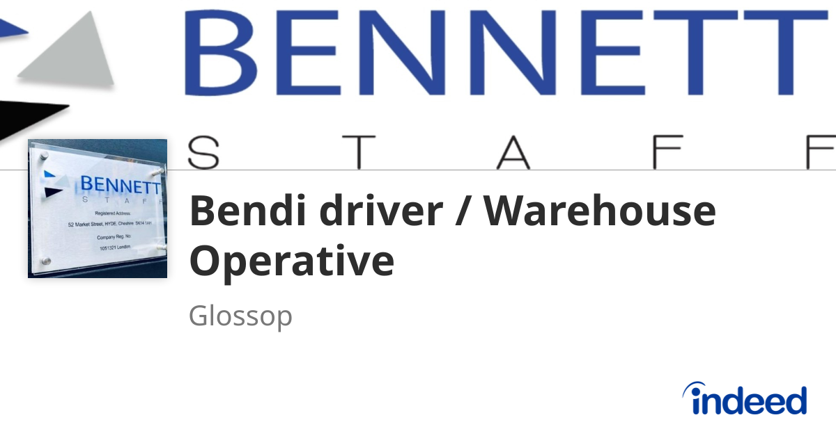 Bendi driver / Warehouse Operative - Glossop - Indeed.com
