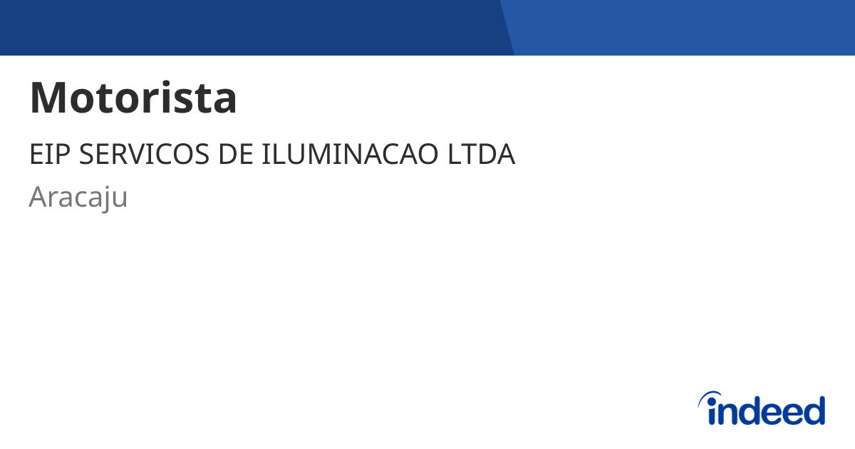 Motorista - Aracaju, SE - Indeed.com