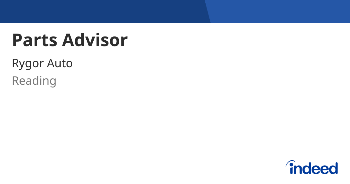 Parts Advisor - Reading - Indeed.com
