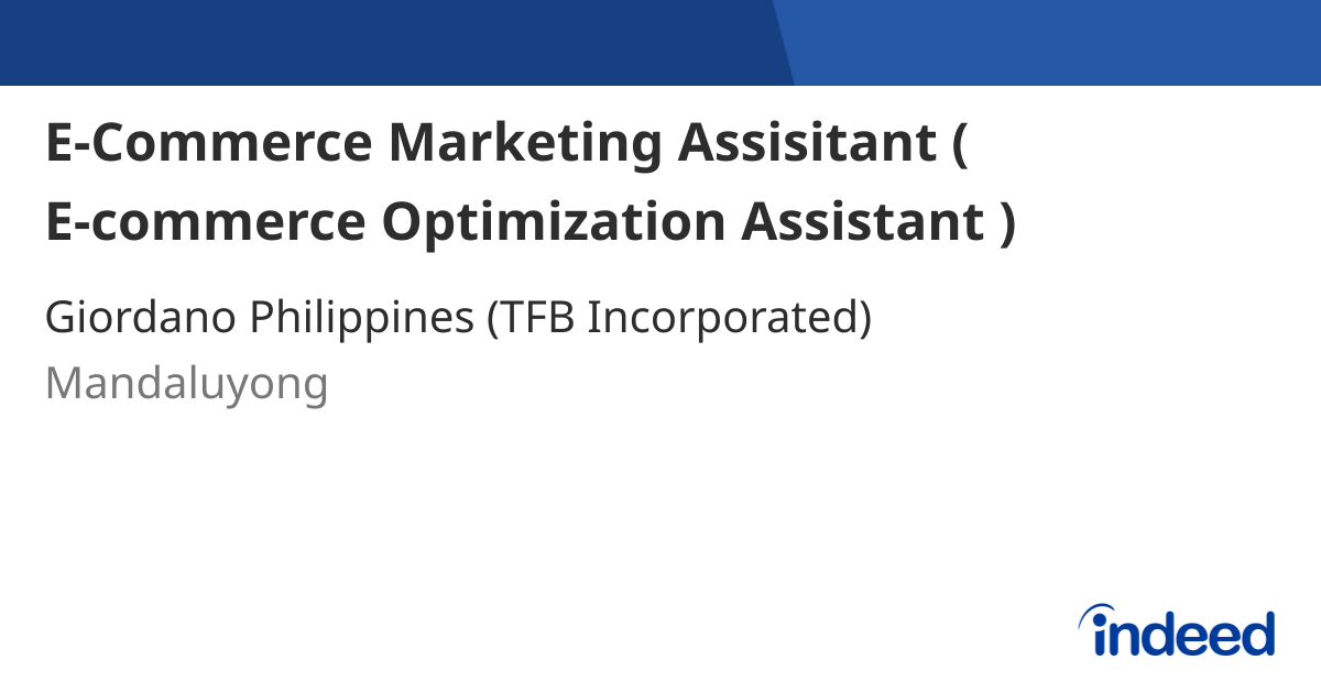 E-Commerce Marketing Assisitant ( E-commerce Optimization Assistant ...