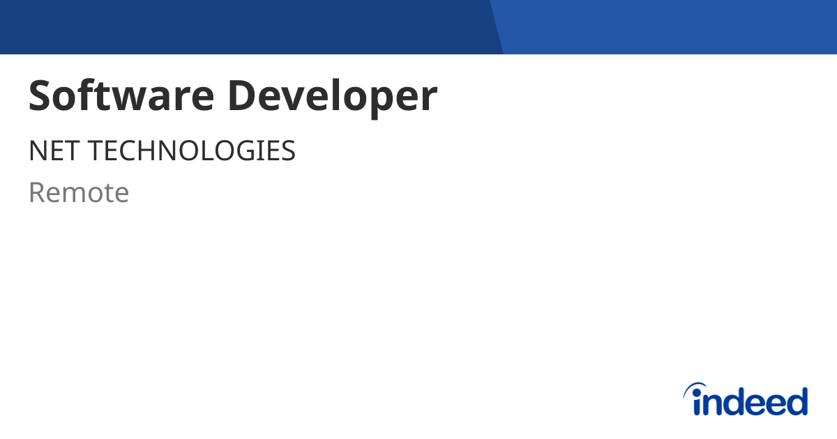 Software Developer - Remote - Indeed.com