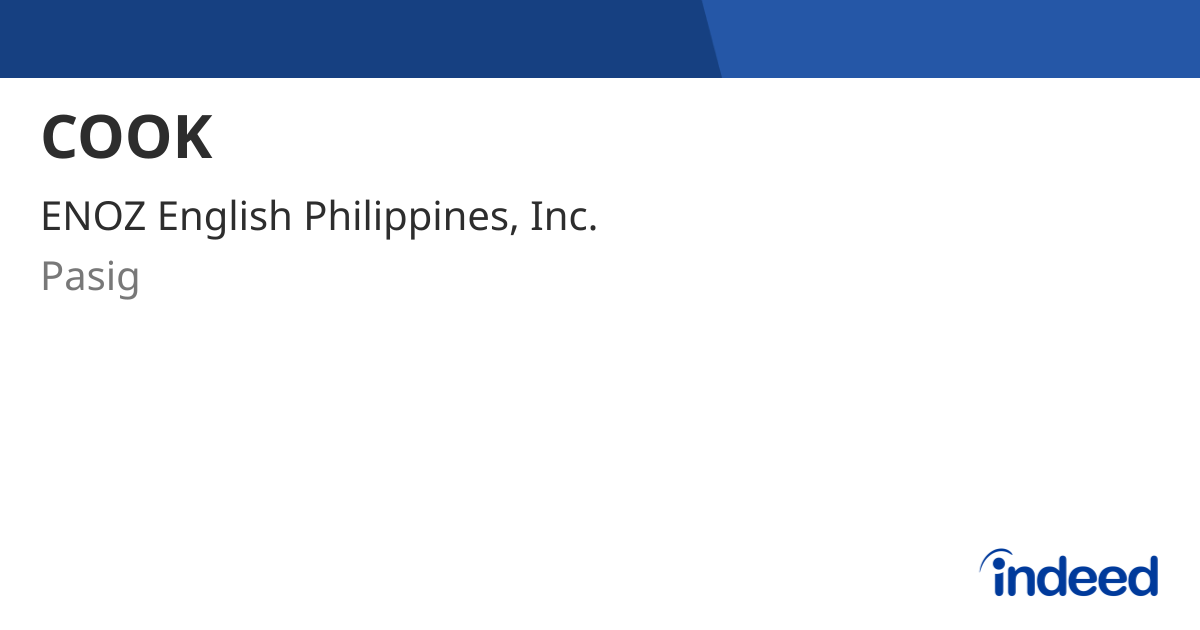 COOK - Pasig - Indeed.com