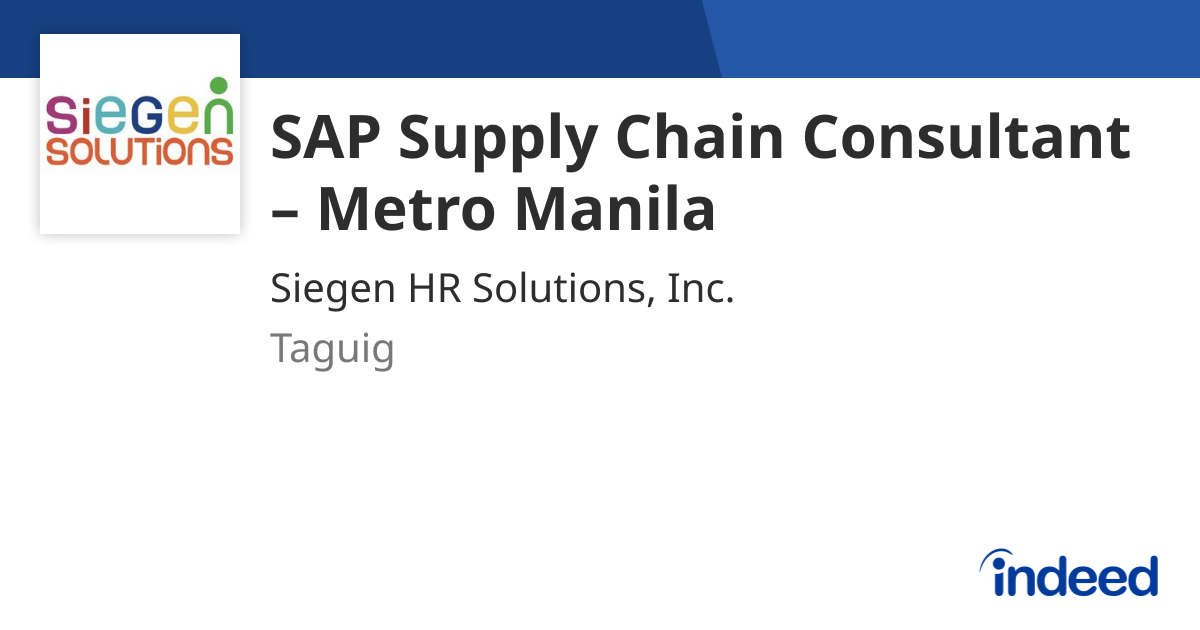 SAP Supply Chain Consultant – Metro Manila - Taguig - Indeed.com
