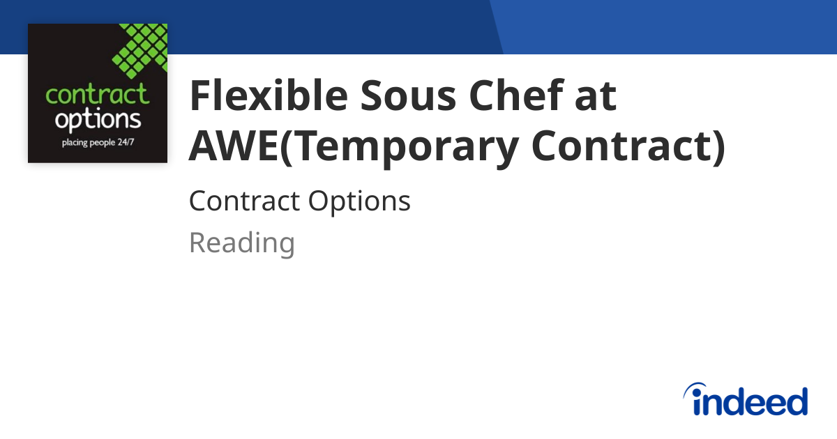 Flexible Sous Chef at AWE(Temporary Contract) - Reading RG7 - Indeed.com