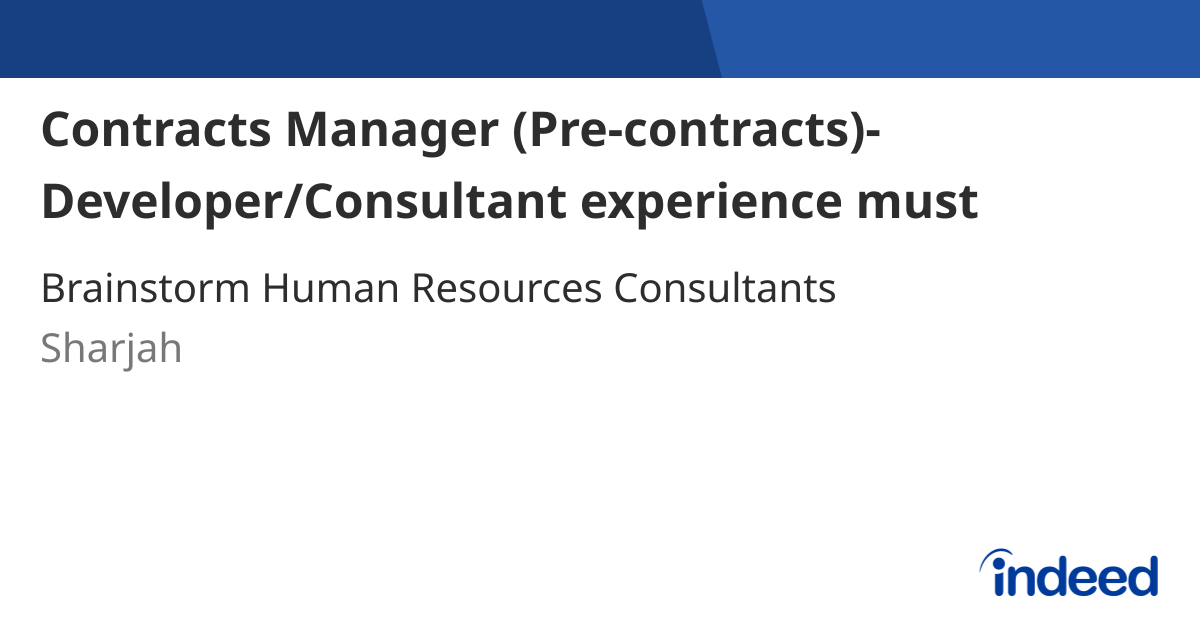 Contracts Manager (Pre-contracts)- Developer/Consultant experience must ...