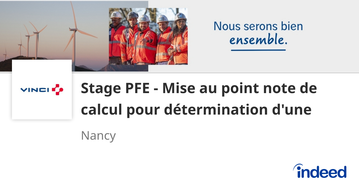 Stage PFE - Mise au point note de calcul pour détermination d'une ...