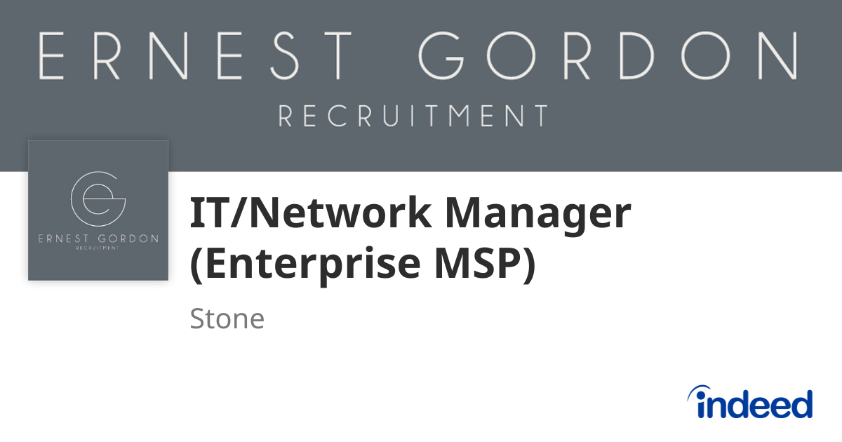 IT/Network Manager (Enterprise MSP) - Stone - Indeed.com