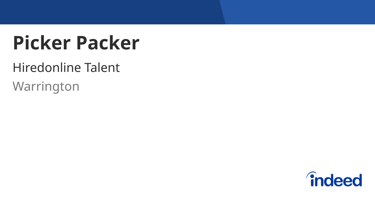 Picker Packer - Warrington WA5 3TP - Indeed.com