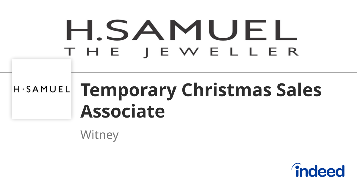 Temporary Christmas Sales Associate - Witney OX28 6AP - Indeed.com