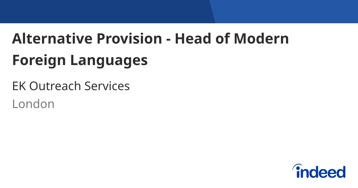 Alternative Provision - Head of Modern Foreign Languages - London N4 ...
