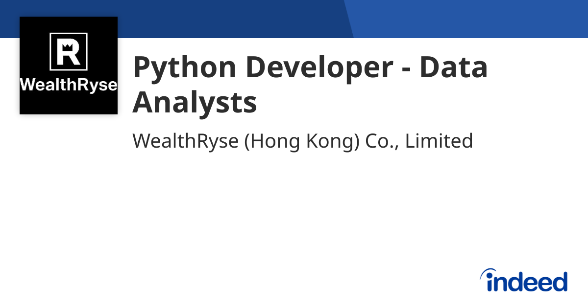 Python Developer - Data Analysts - Hong Kong - Indeed.com