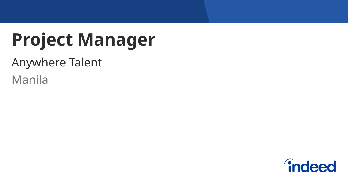 Project Manager - Manila - Indeed.com