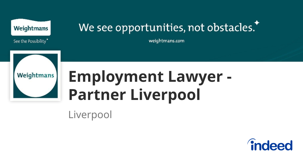 Employment Lawyer - Partner Liverpool - Liverpool L3 - Indeed.com