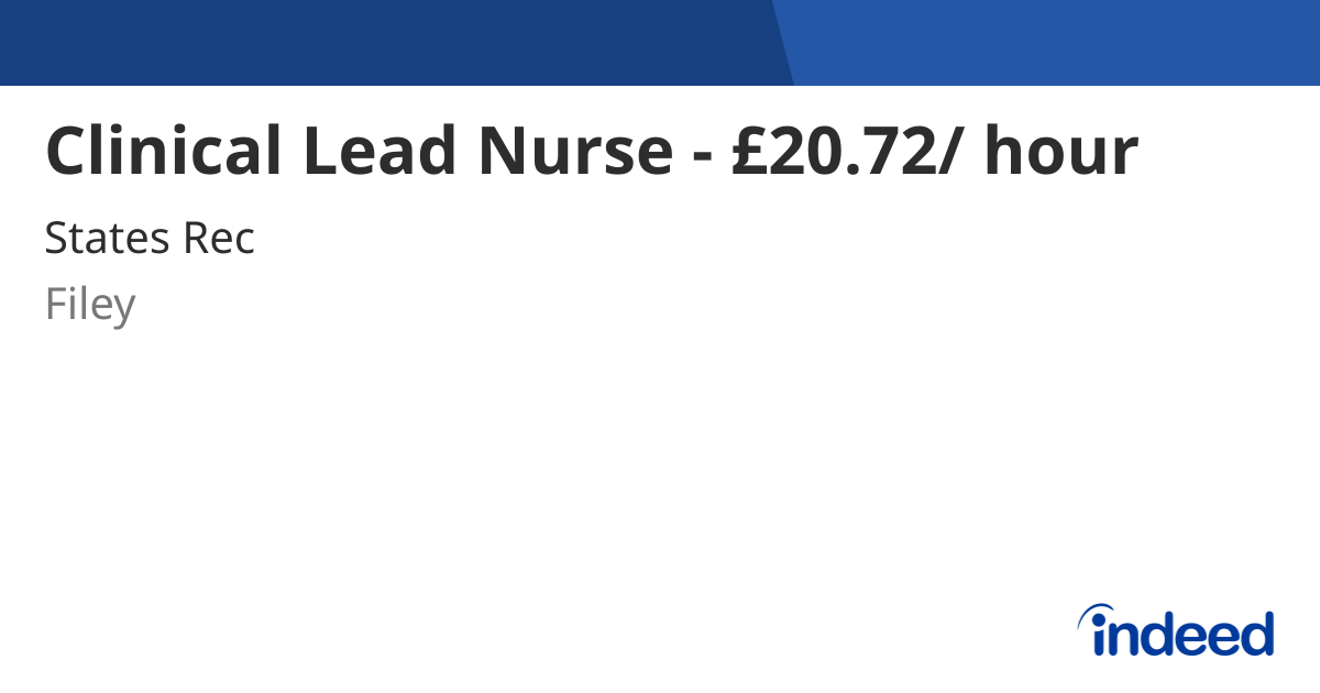 Clinical Lead Nurse - £20.72/ hour - Filey YO14 - Indeed.com