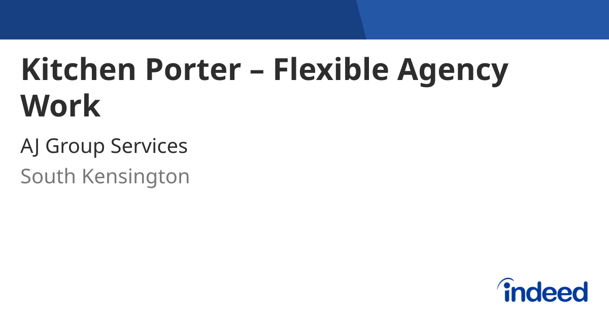 Kitchen Porter – Flexible Agency Work - South Kensington SW7 - Indeed.com