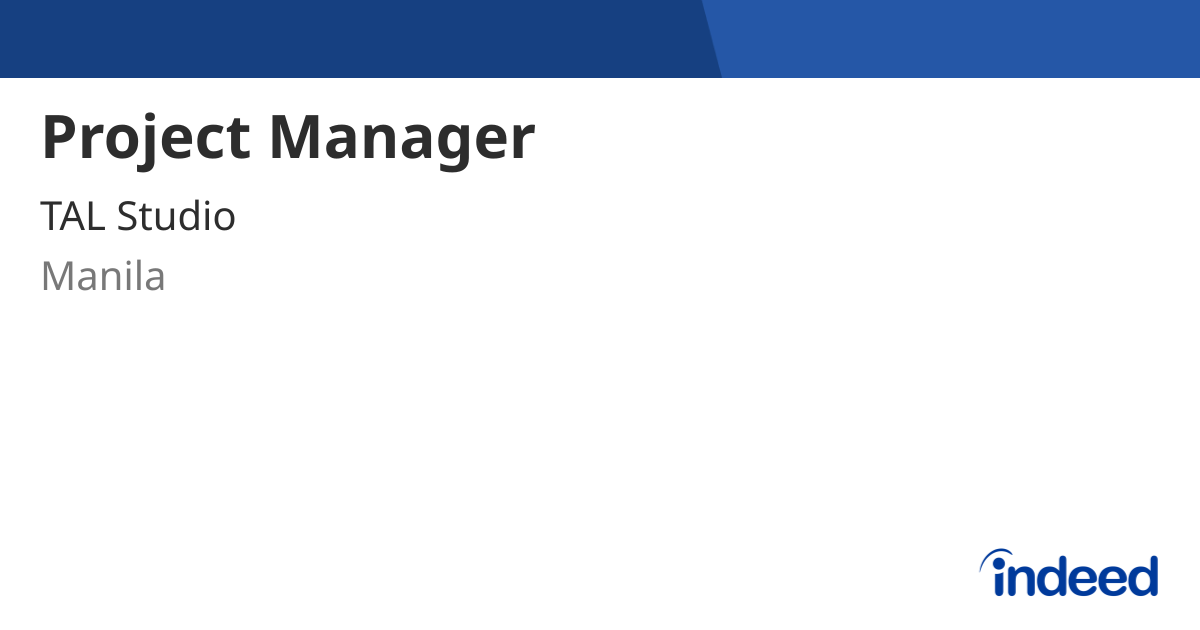 Project Manager - Manila - Indeed.com