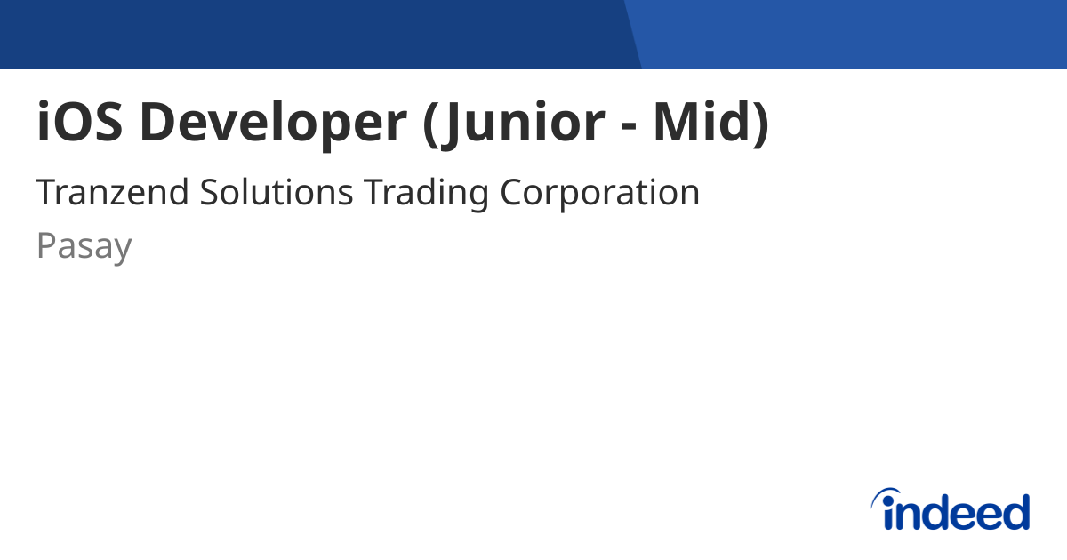 iOS Developer (Junior - Mid) - Pasay 1350 P00 - Indeed.com