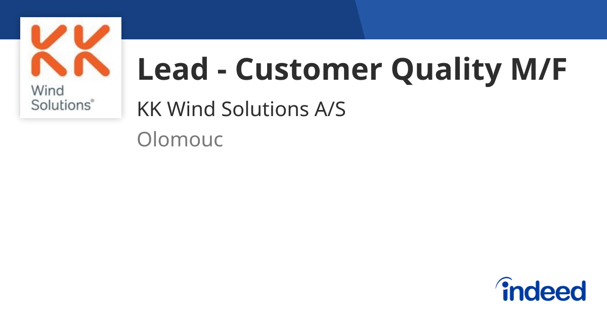 Lead - Customer Quality M/F - Olomouc - Indeed.com
