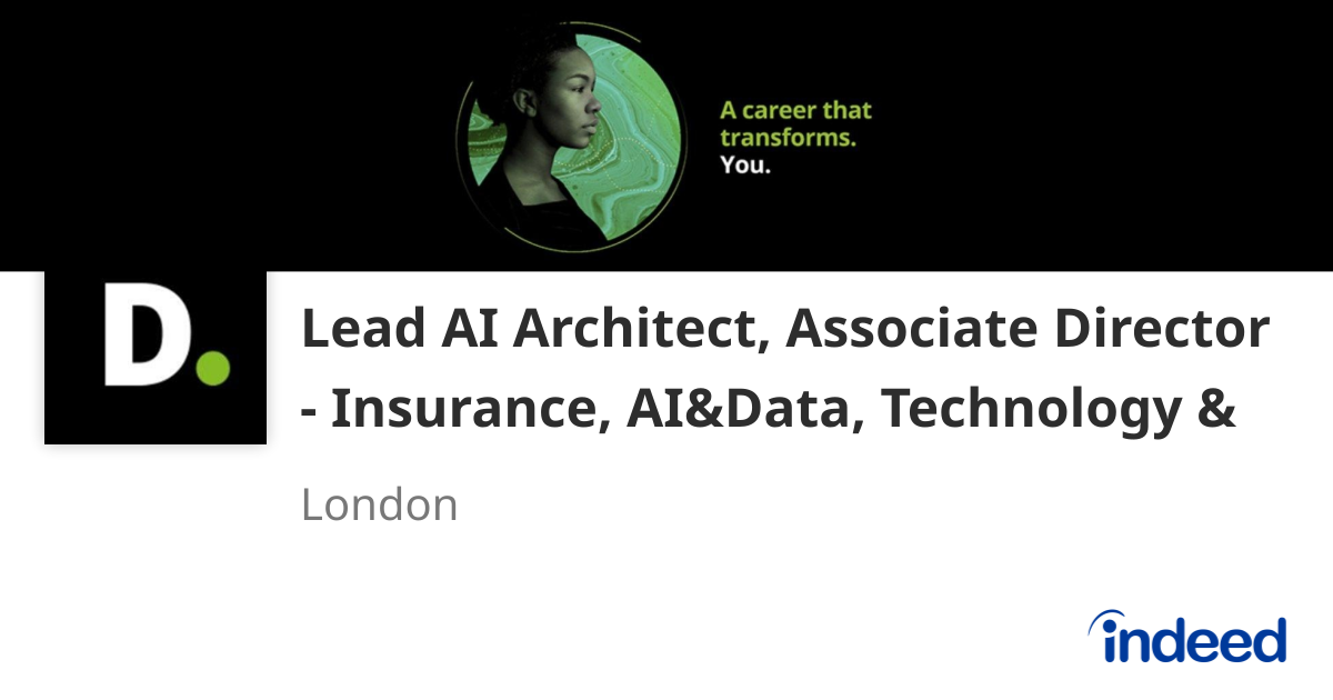 Lead AI Architect, Associate Director - Insurance, AI&Data, Technology ...