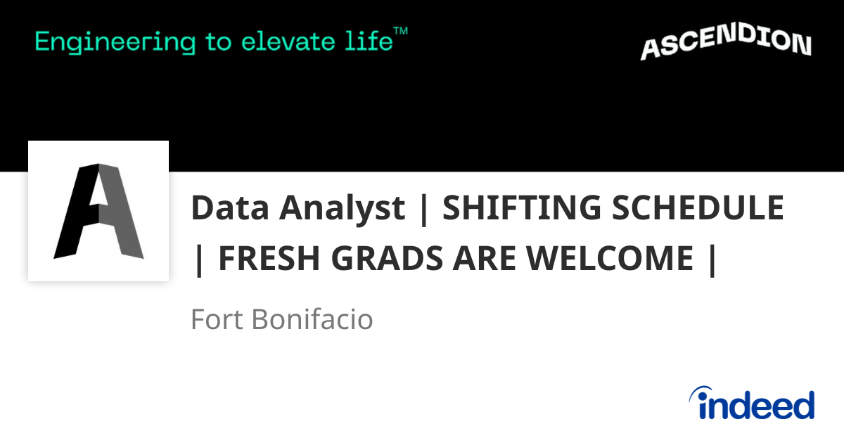 Data Analyst | SHIFTING SCHEDULE | FRESH GRADS ARE WELCOME | HYBRID @ BGC - Fort Bonifacio 1635 ...