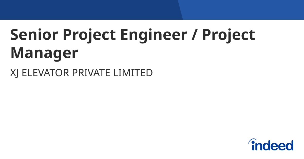 Senior Project Engineer / Project Manager - Singapore - Indeed.com
