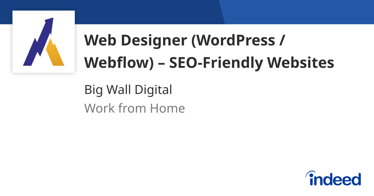 Web Designer (WordPress / Webflow) – SEO-Friendly Websites - Work from ...