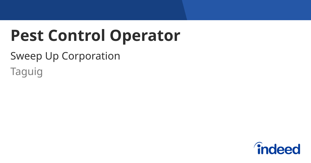Pest Control Operator - Taguig - Indeed.com