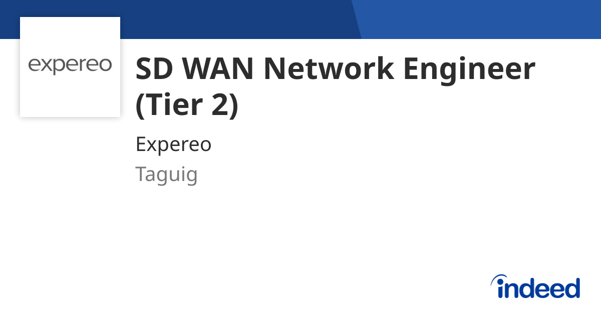 SD WAN Network Engineer (Tier 2) - Taguig - Indeed.com