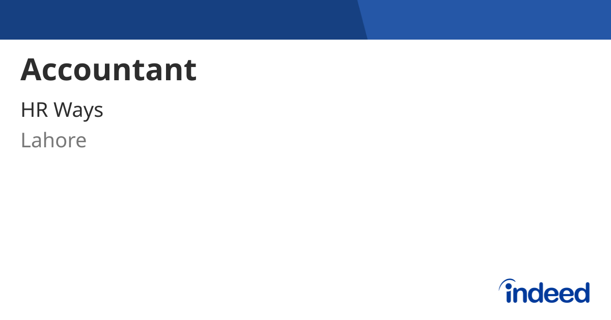 Accountant - Lahore - Indeed.com