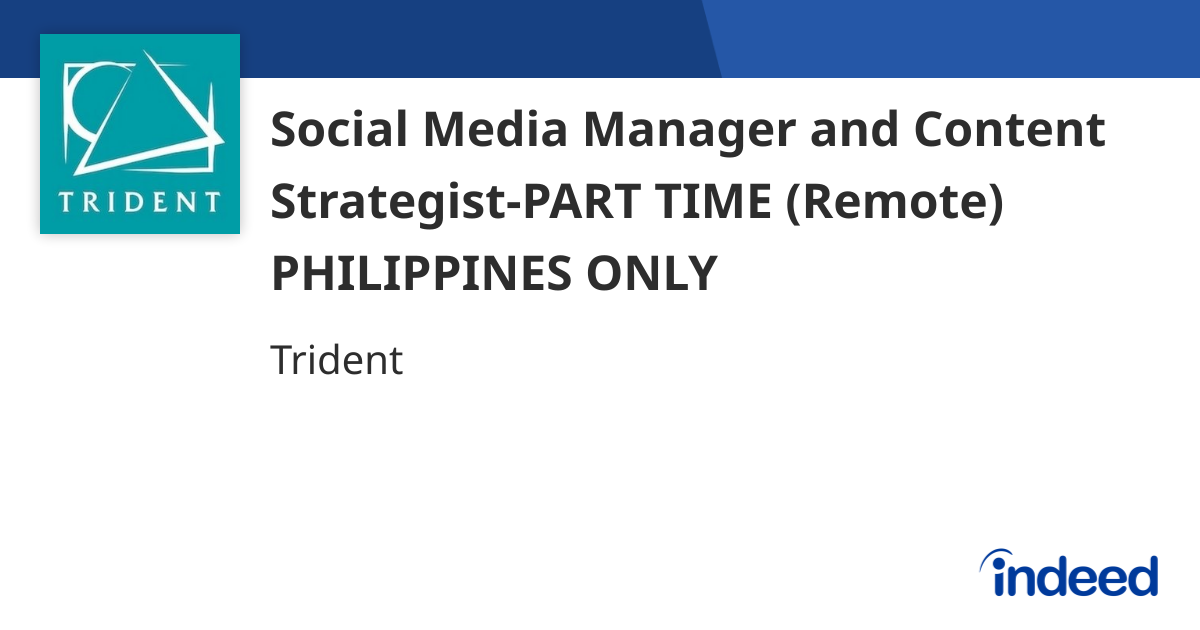 Social Media Manager and Content Strategist-PART TIME (Remote) PHILIPPINES ONLY - National ...