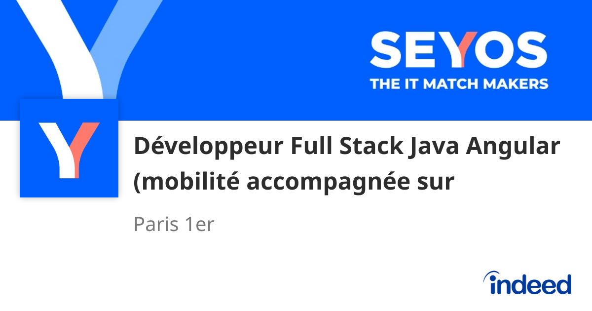 Développeur Full Stack Java Angular (mobilité accompagnée sur Nouméa) - H/F - Paris 1er (75 ...