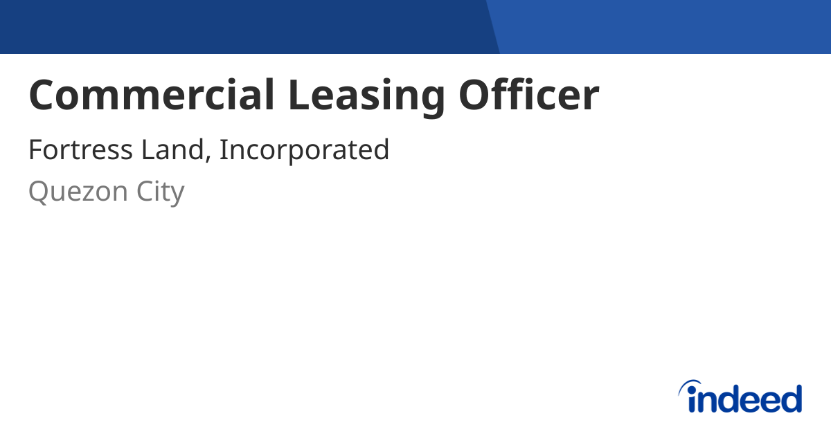 Commercial Leasing Officer - Quezon City - Indeed.com