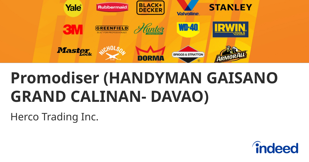 Promodiser (HANDYMAN GAISANO GRAND CALINAN- DAVAO) - Davao del Sur ...