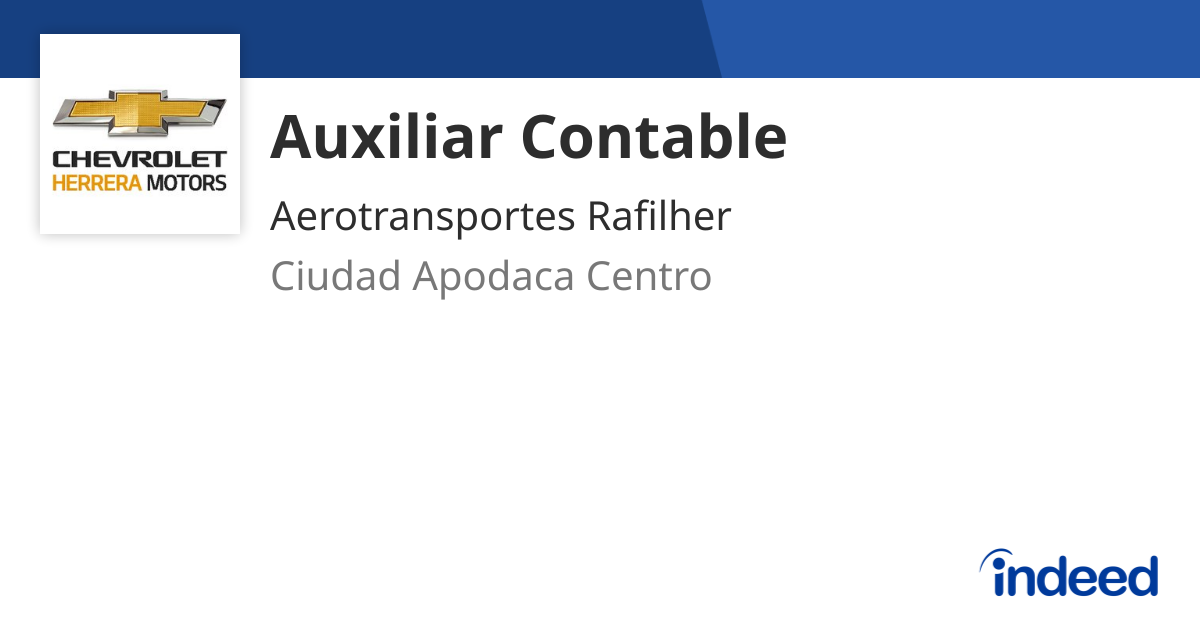 Auxiliar Contable - 66600, Ciudad Apodaca Centro, N. L. - Indeed.com
