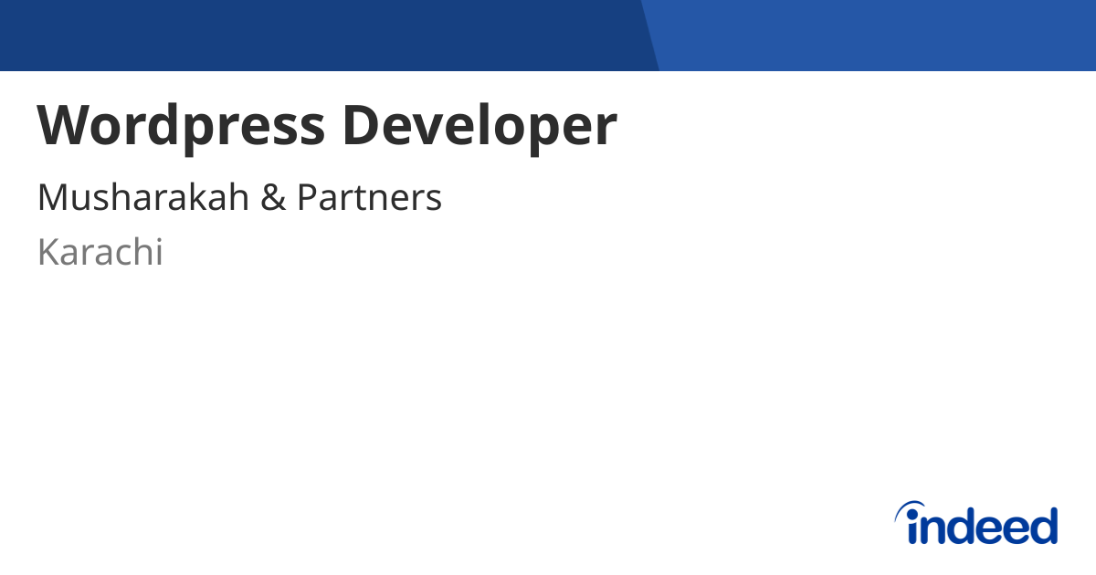 Wordpress Developer - Karachi - Indeed.com