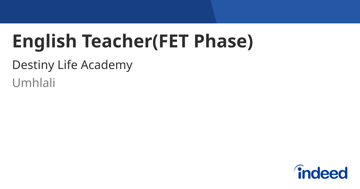 English Teacher(FET Phase) - Umhlali, KwaZulu-Natal - Indeed.com